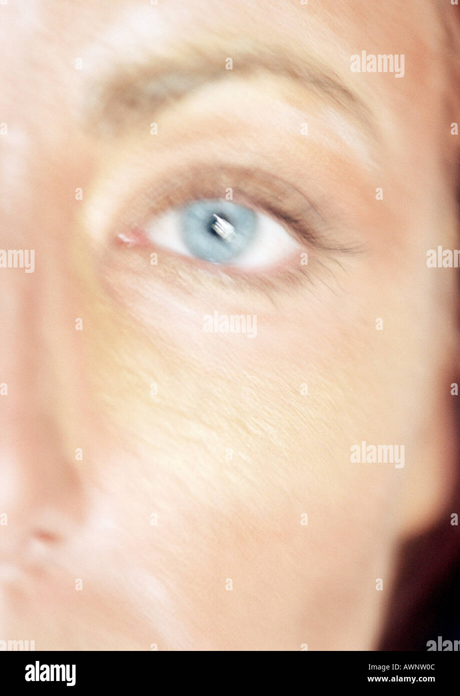 Woman's face, partial view, close-up, blurred Stock Photo - Alamy