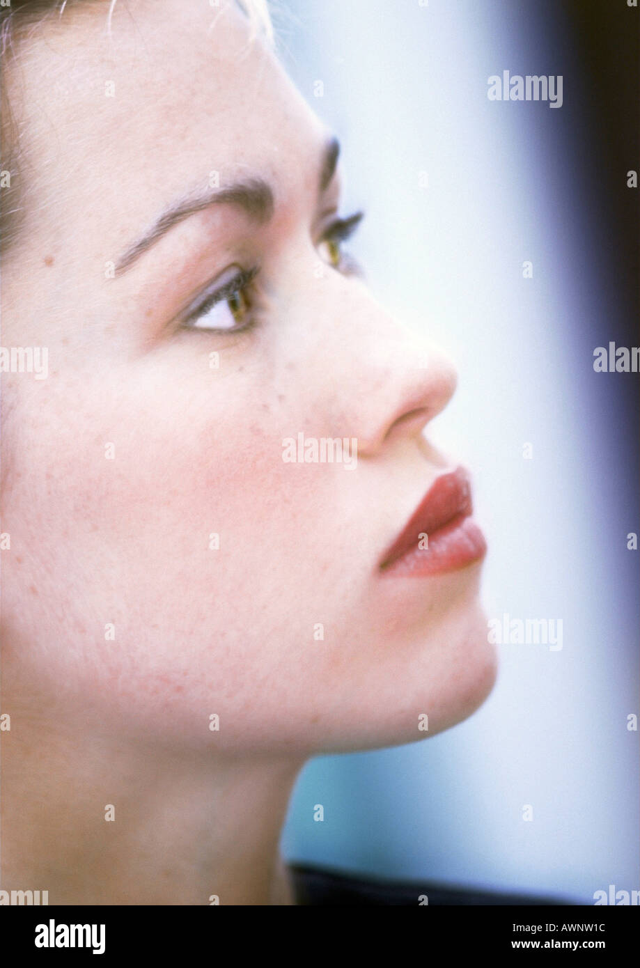 Woman's face, side view, close-up Stock Photo - Alamy