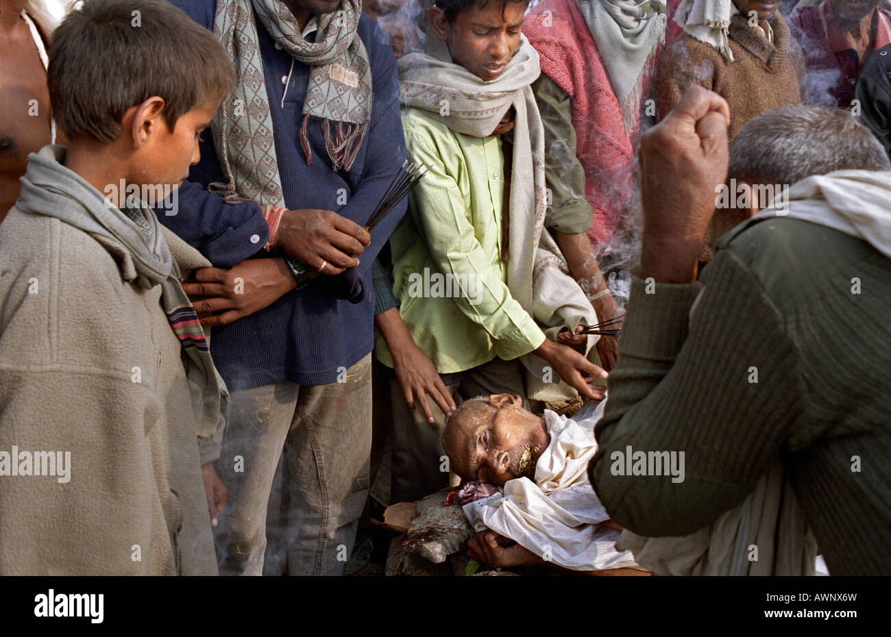 A funeral is held and the body is being cremated beside the River ...