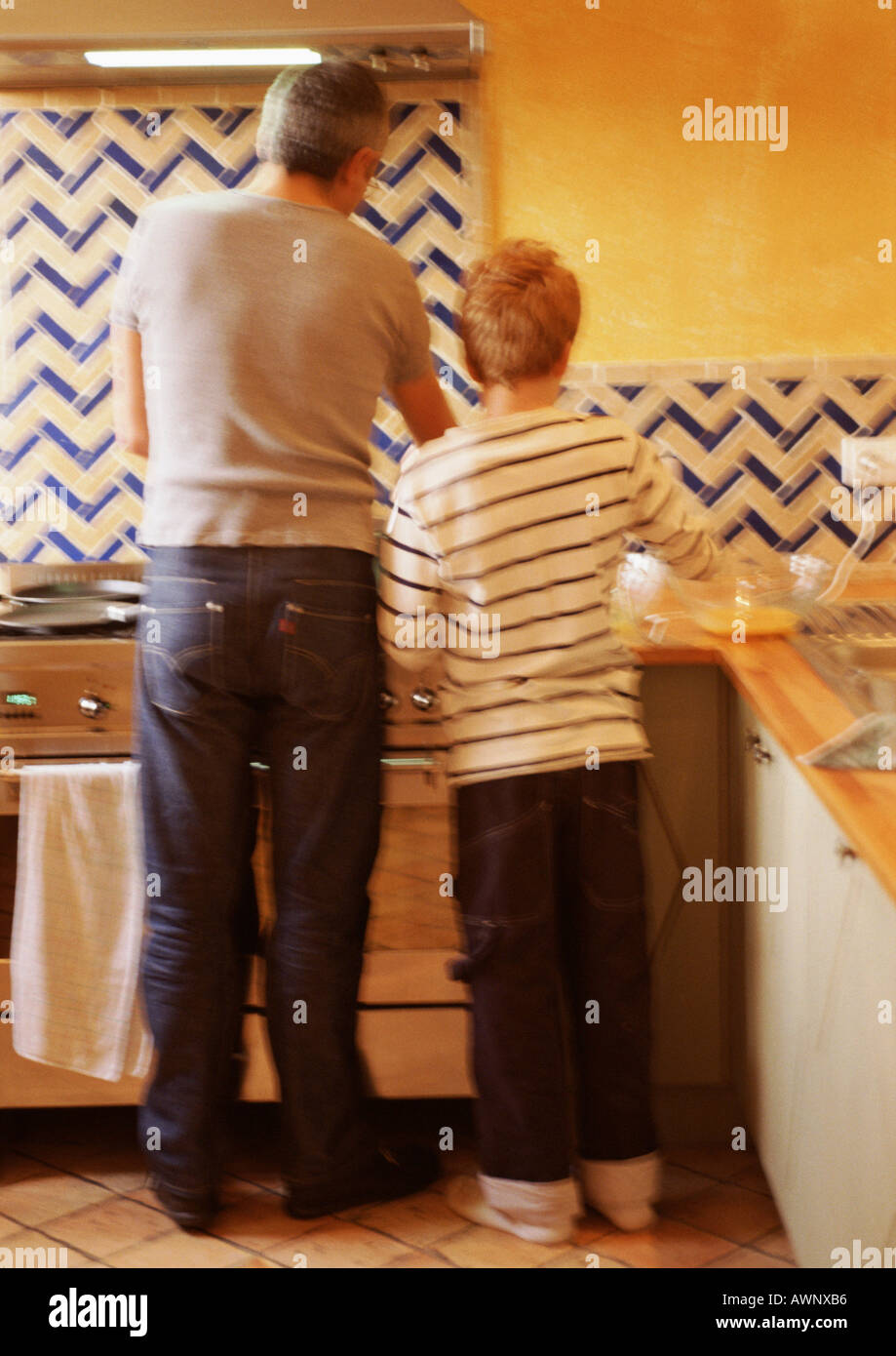 Back view parents kid standing hi-res stock photography and images - Alamy