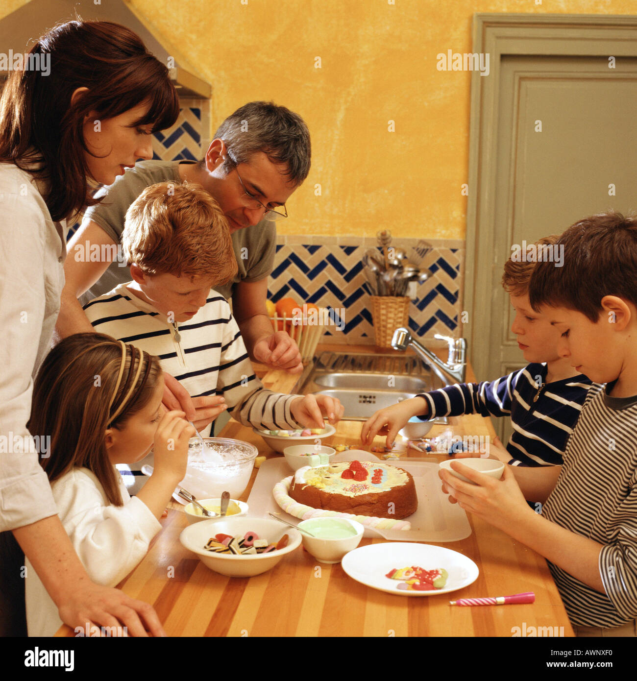 Family Adults Children Around Table High Resolution Stock Photography ...