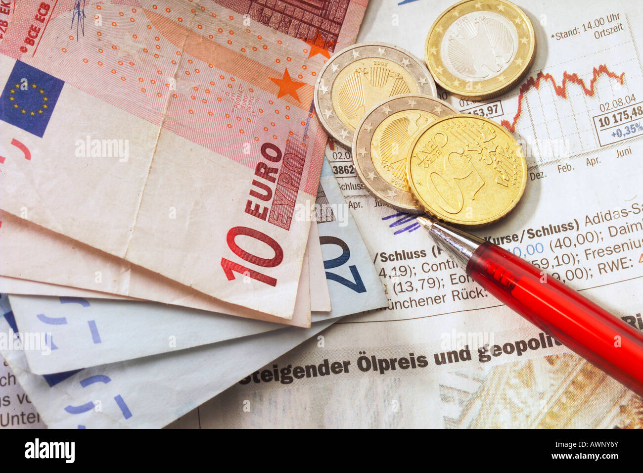 Market prices, cash and coins Stock Photo - Alamy