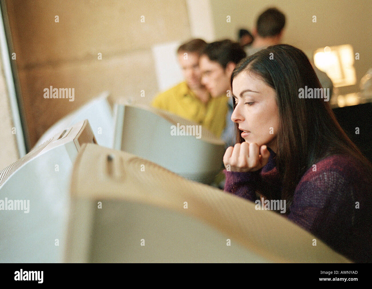 People using computers, side view Stock Photo - Alamy