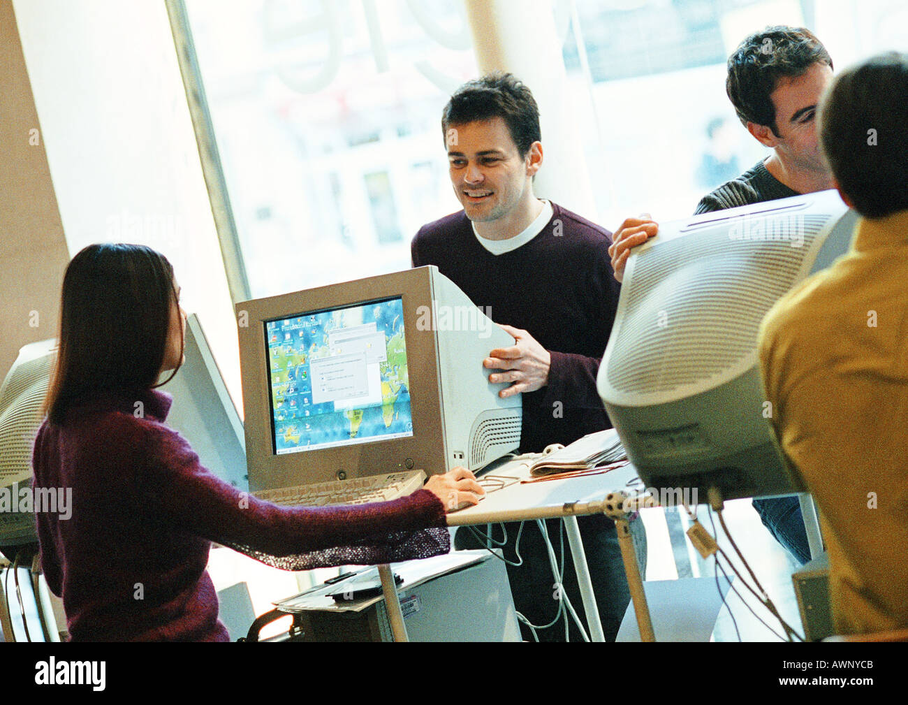 People in cyber cafe Stock Photo - Alamy