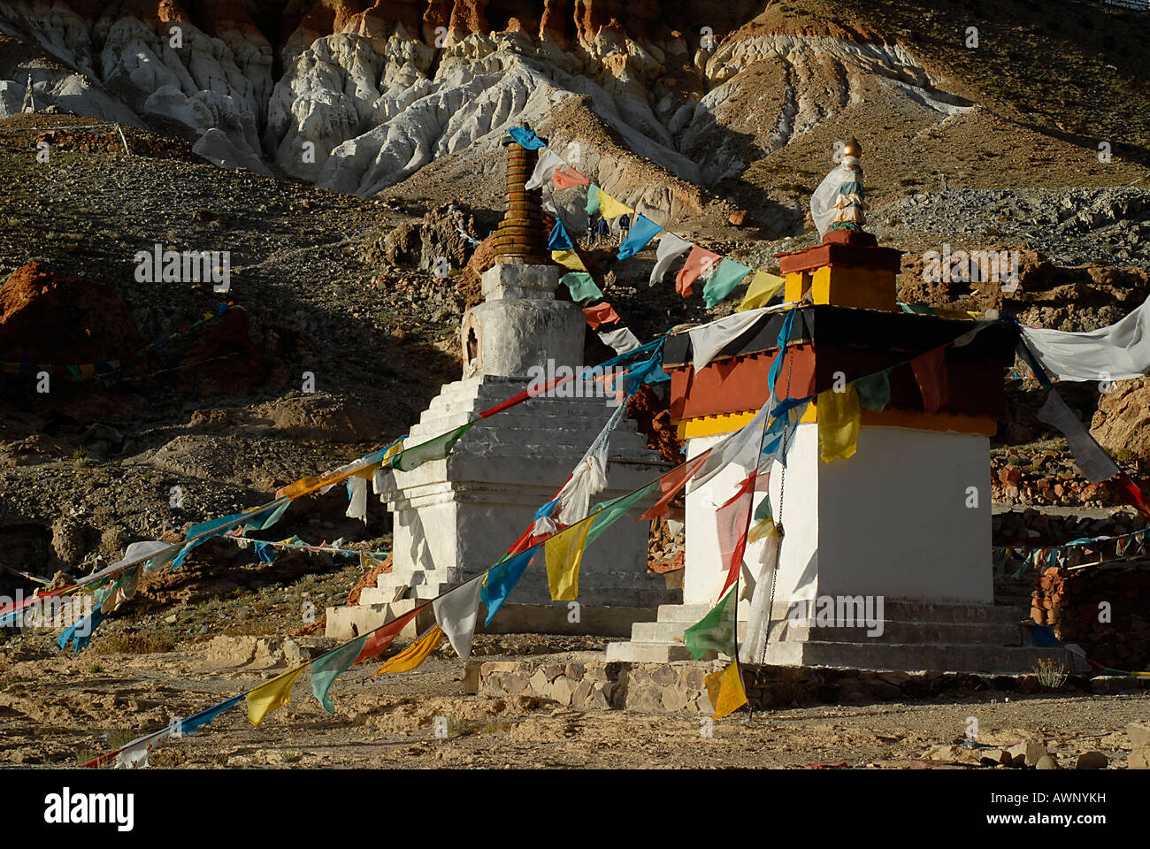 Stupas at Tirthapuri Hot Springs, pilgrimage site, Western Tibet, Ngari ...