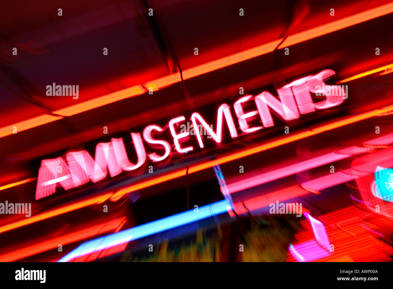 NEON AMUSEMENTS SIGN Stock Photo - Alamy