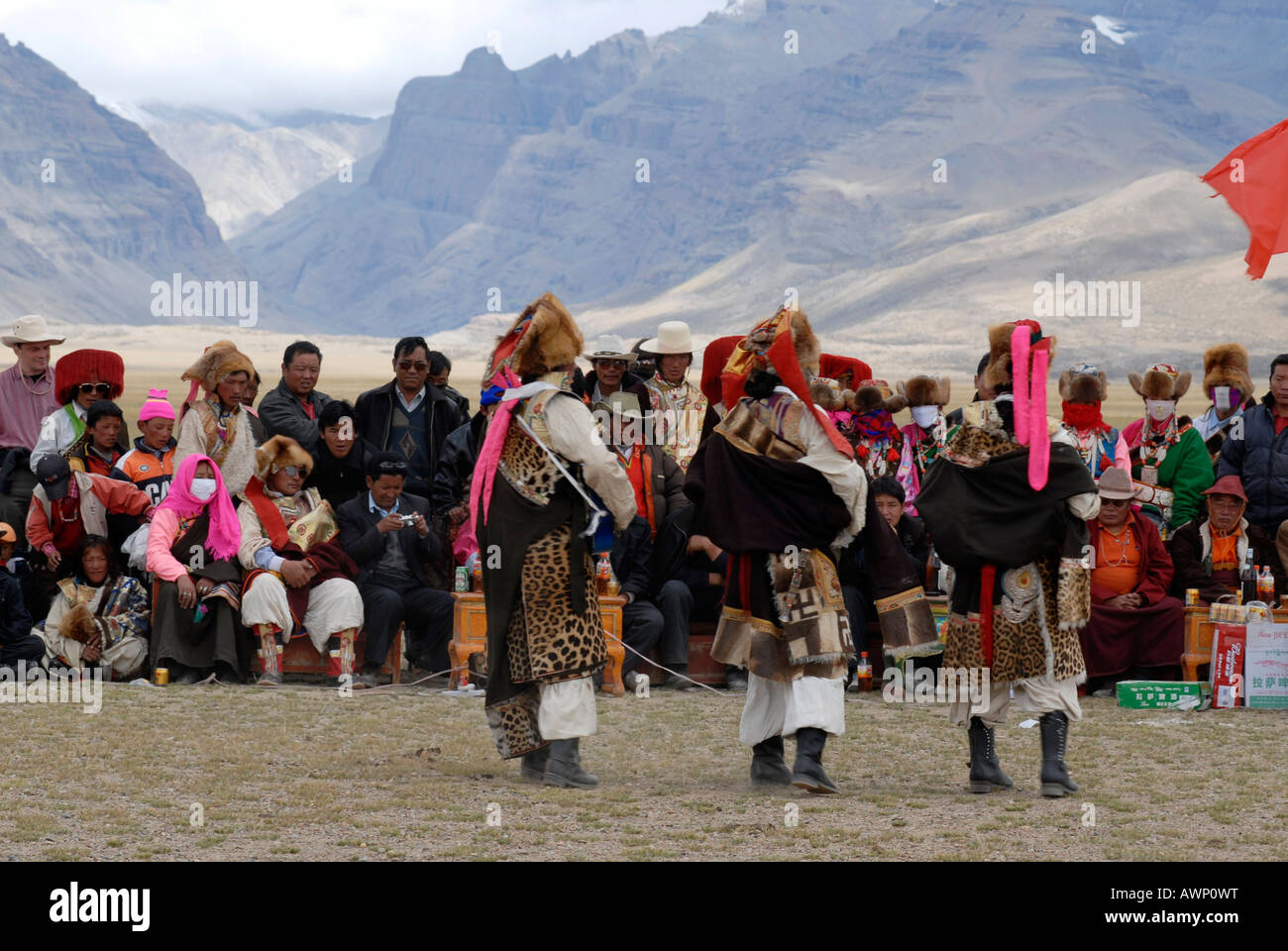 Nomads dressed in brightly-coloured national costume at a nomadic ...