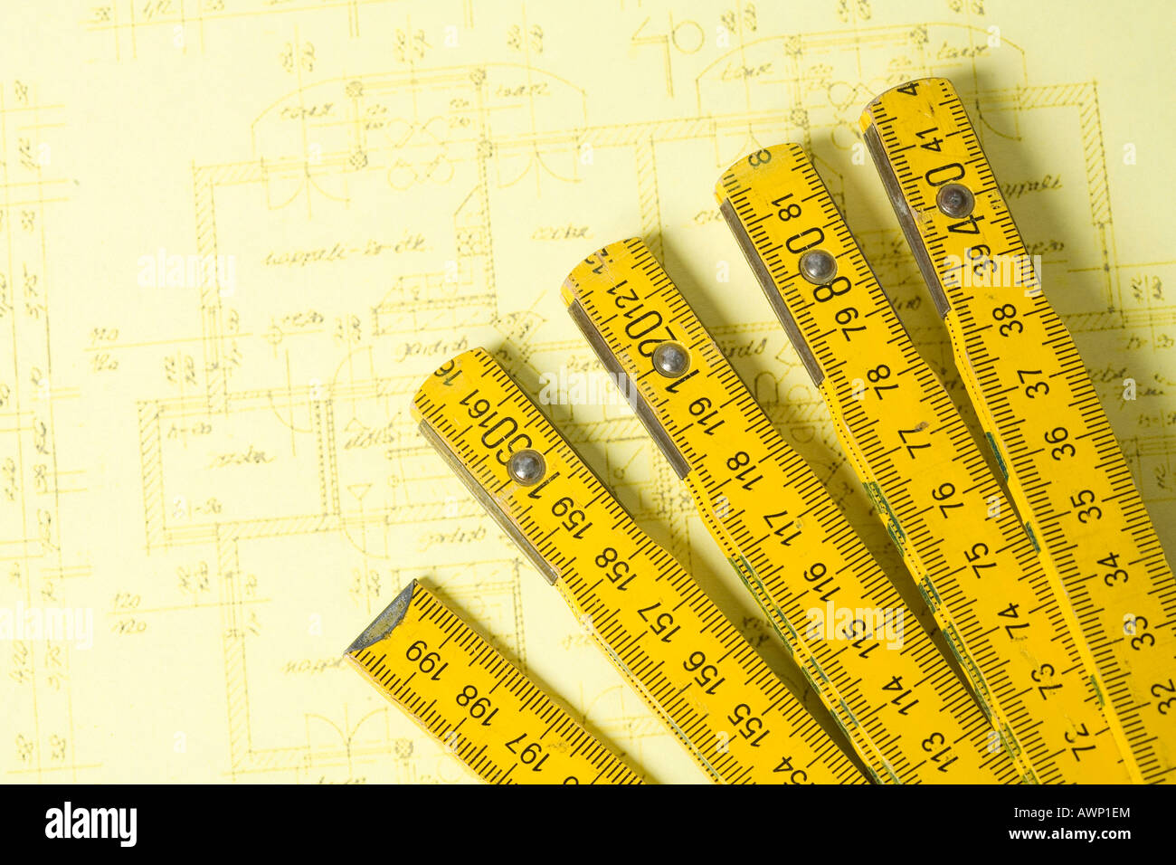 Pocket rule on a plan Stock Photo - Alamy