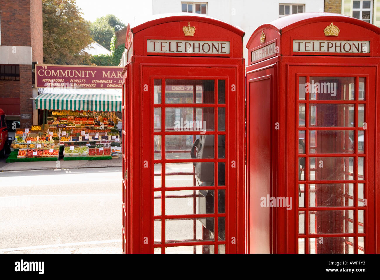 Red telephone booths, London, United Kingdom Stock Photo - Alamy