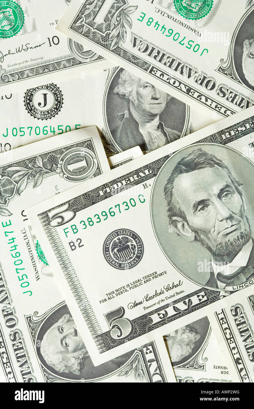 US cash, various denominations Stock Photo - Alamy
