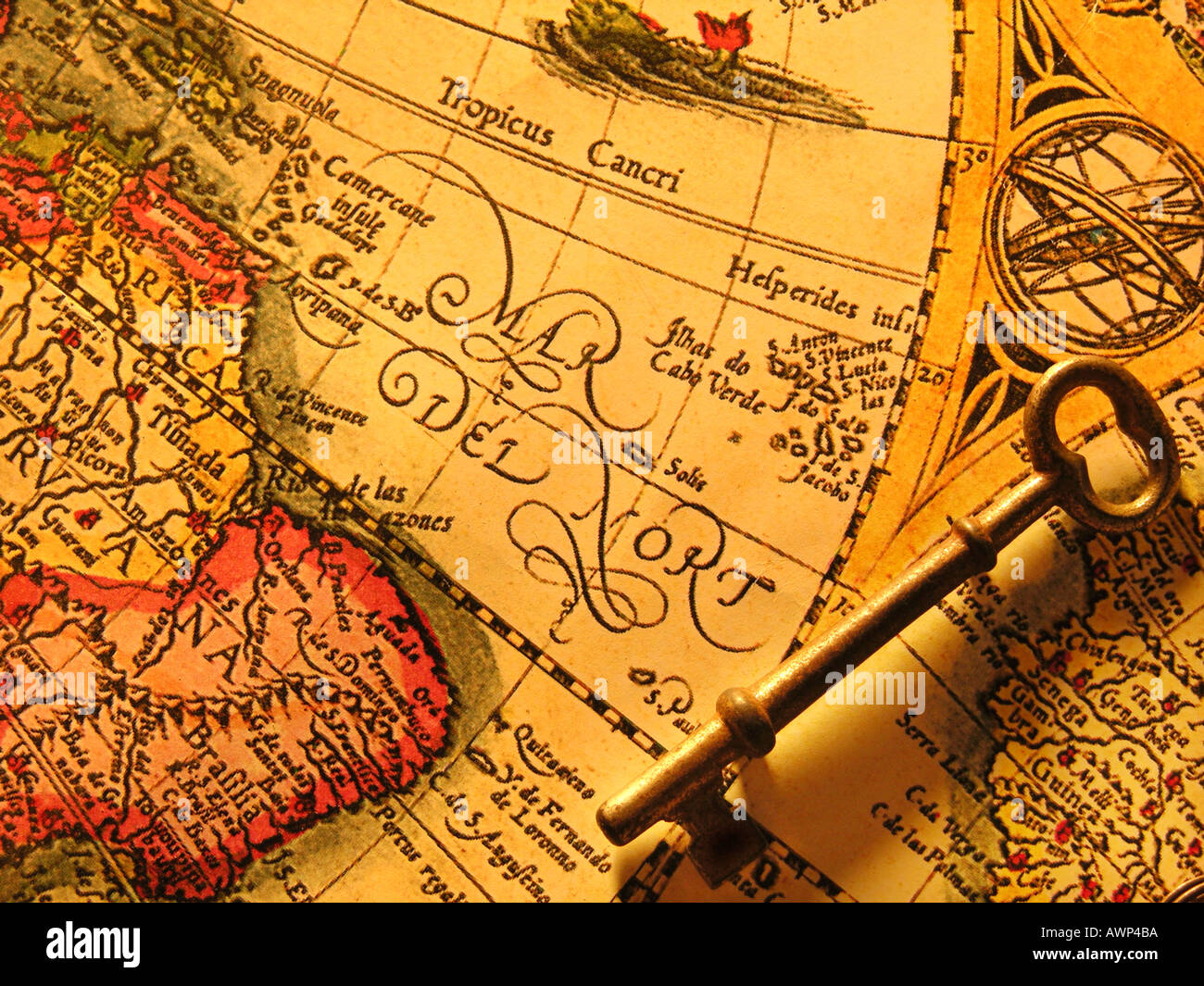 Skeleton Key on Map Stock Photo - Alamy