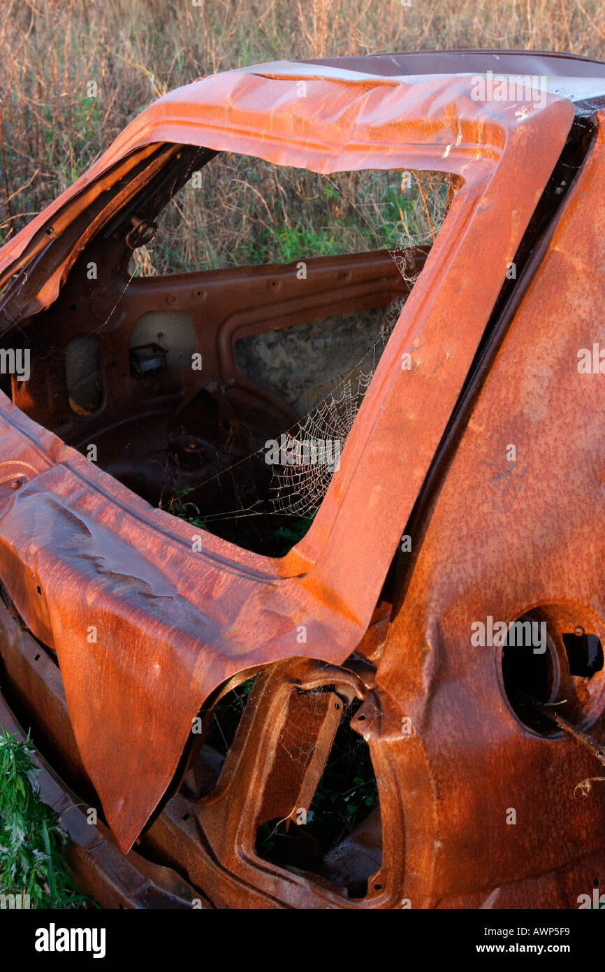 Burnt out car on waste hi-res stock photography and images - Alamy