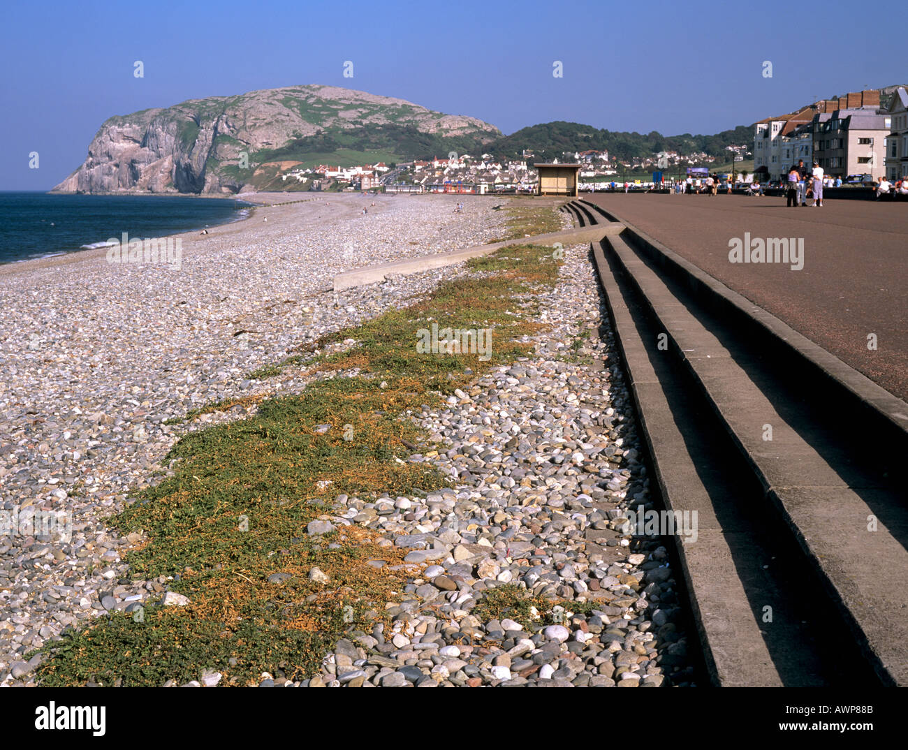 NORTH BEACH and PROMENADE with The Little Orme at the eastern end of Llandudno Bay Llandudno ...
