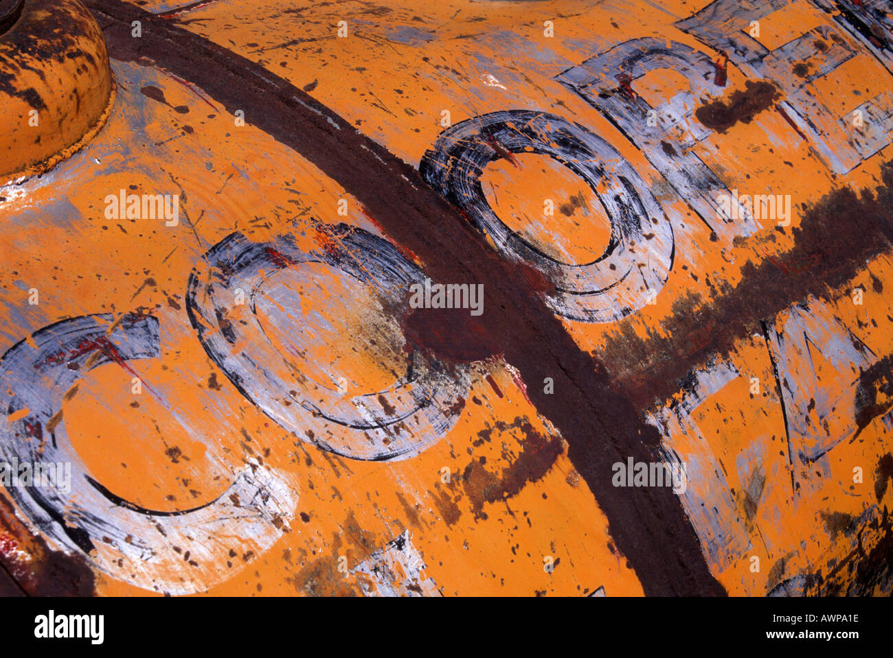 A close-up view of an old rusted Cooper storage tank Stock Photo - Alamy
