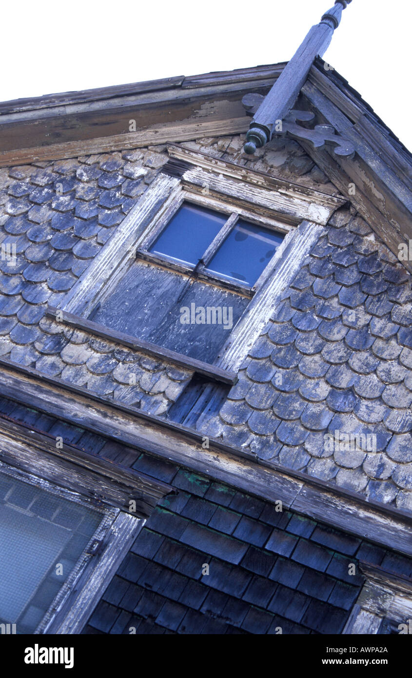 The facade of an old weathered home in Rockaway, New York, USA Stock ...