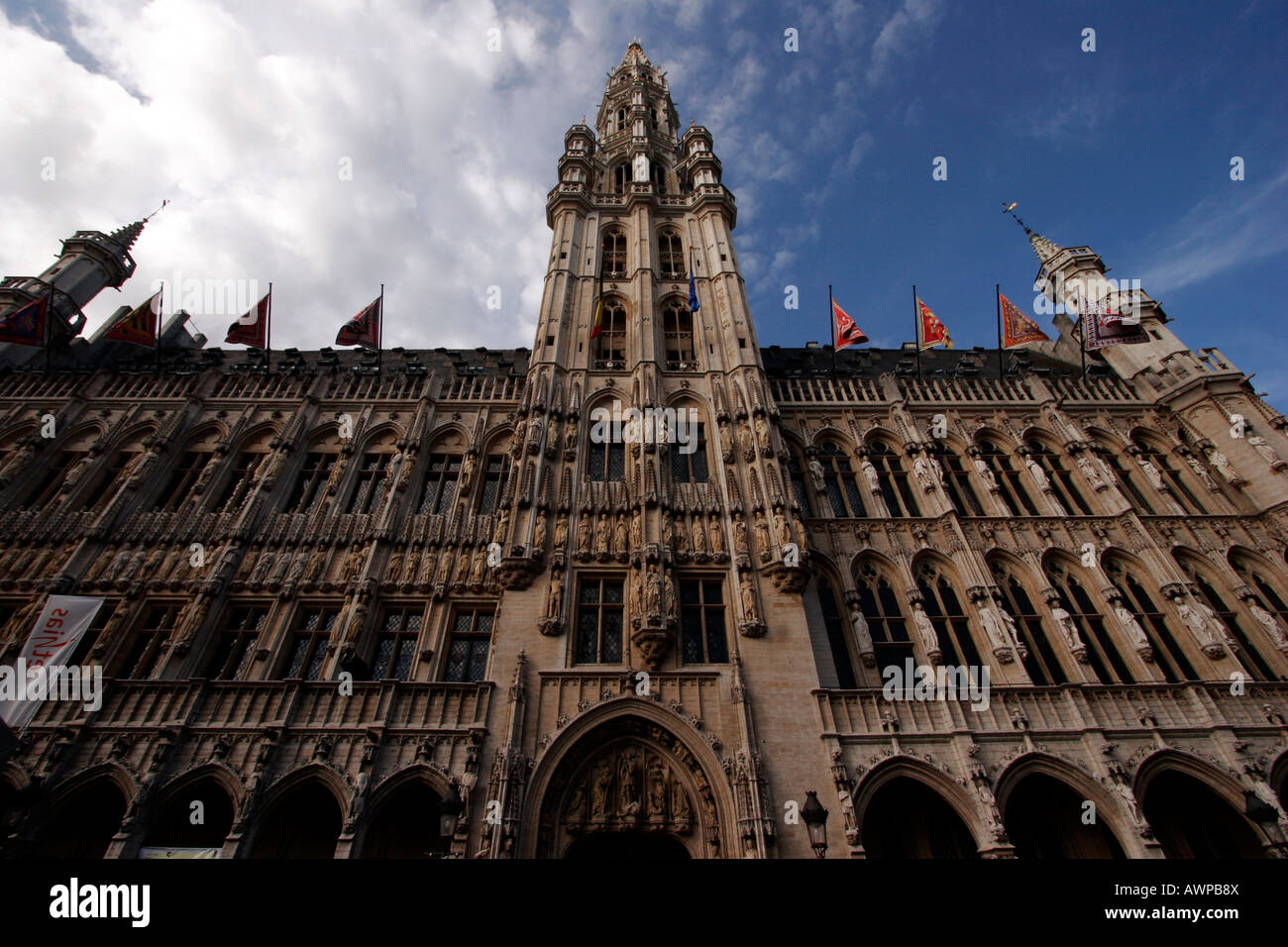 Town Hall (Gothic architecture) at the main square (French: Grand Place ...