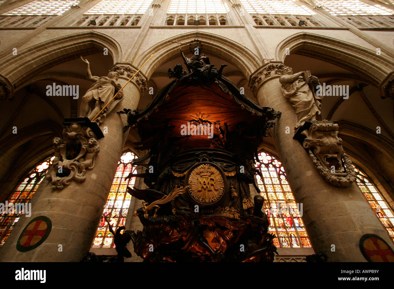 Altar, cathedral in Brussels, Belgium, Europe Stock Photo - Alamy