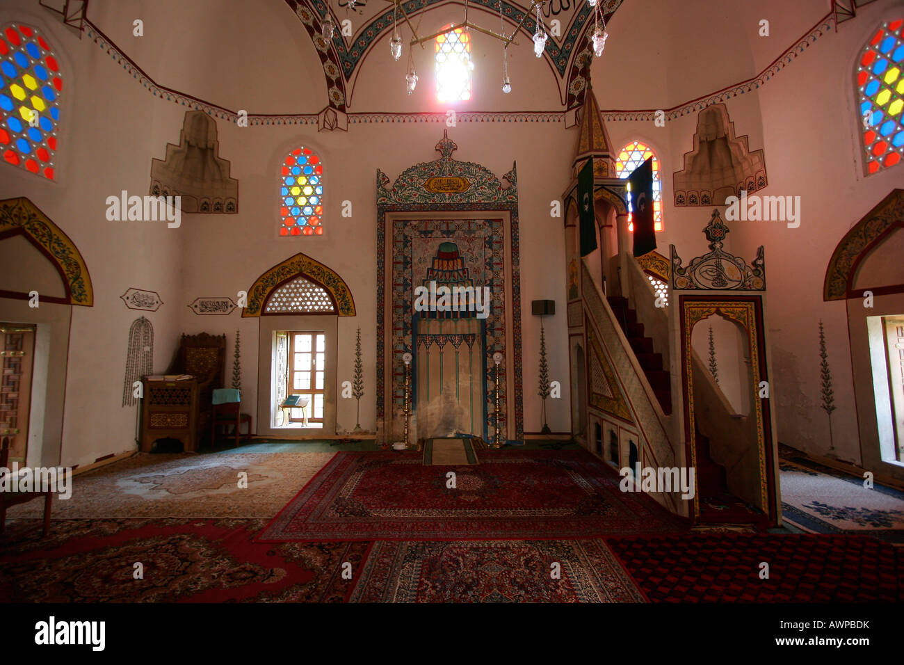 Interior view of a mosque, Mostar, Bosnia and Herzegovina, Balkans ...