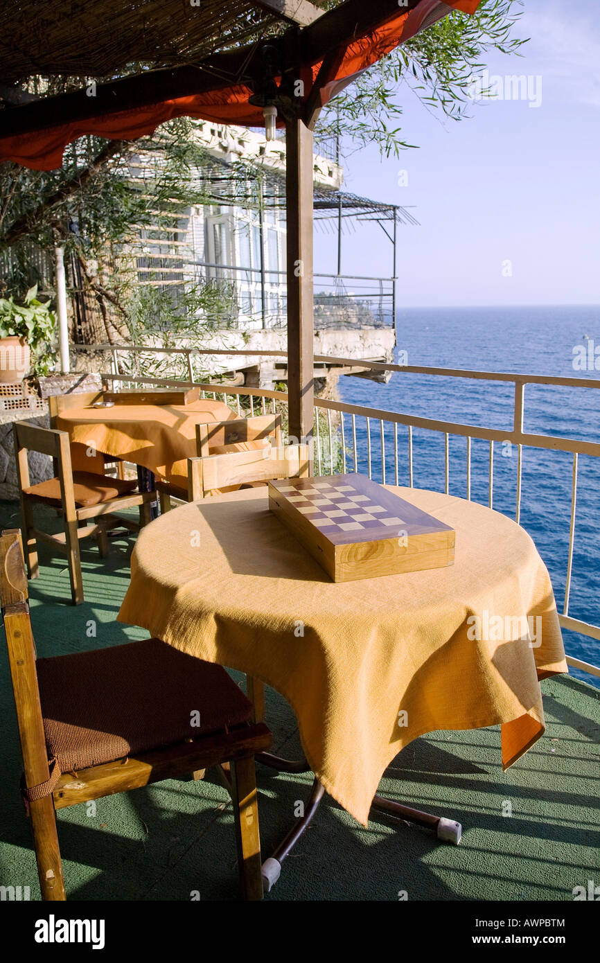 Restaurant patio overlooking the Turkish Riviera in Antalya, Turkey ...