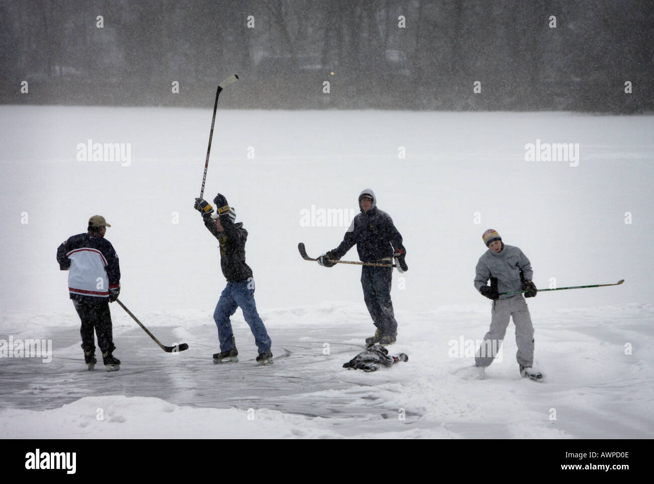 Hockey game on frozen lake hi-res stock photography and images - Alamy
