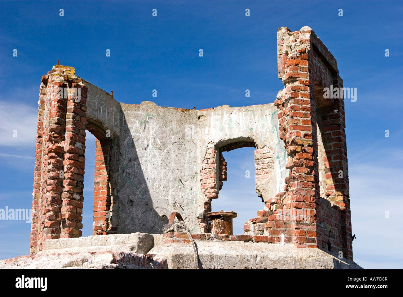 Old light beacon on the beach near Cape Arkona, Ruegen Island ...