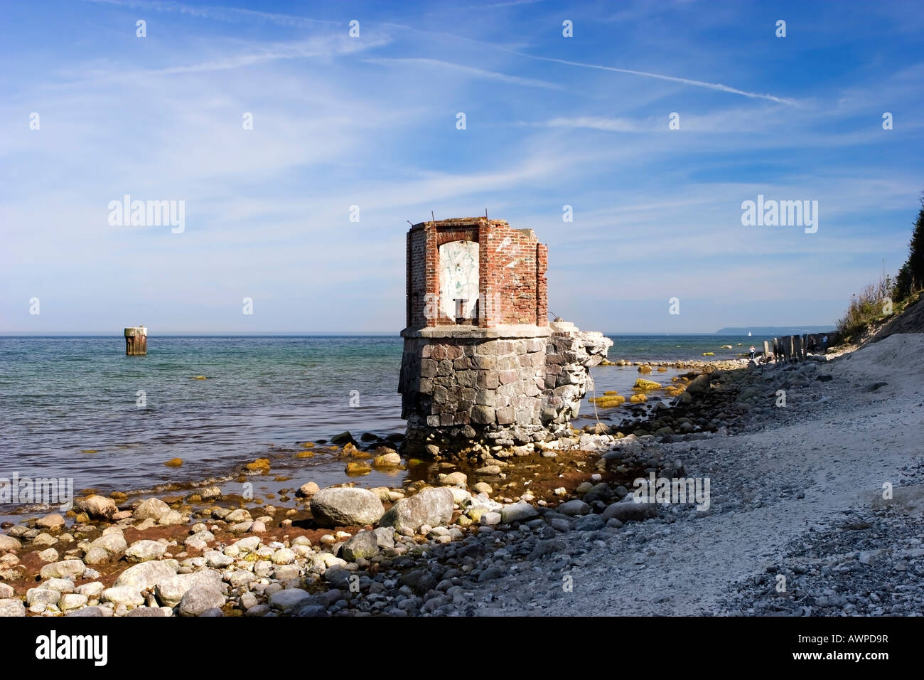 Old light beacon on the beach near Cape Arkona, Ruegen Island ...