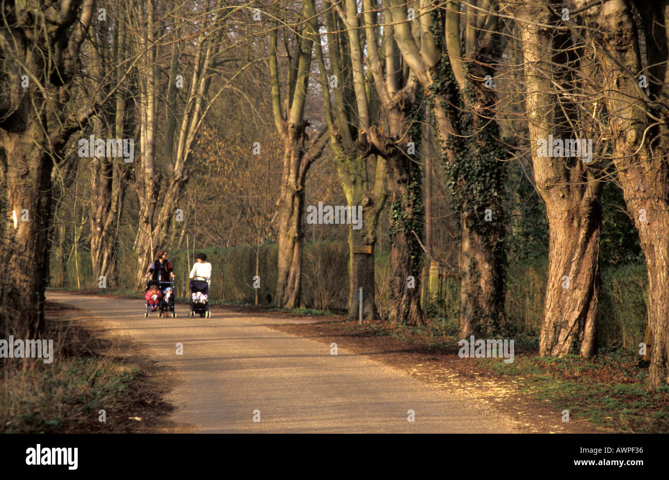 Women with children in pushchairs Shiplake Henley on Thames Oxfordshire ...