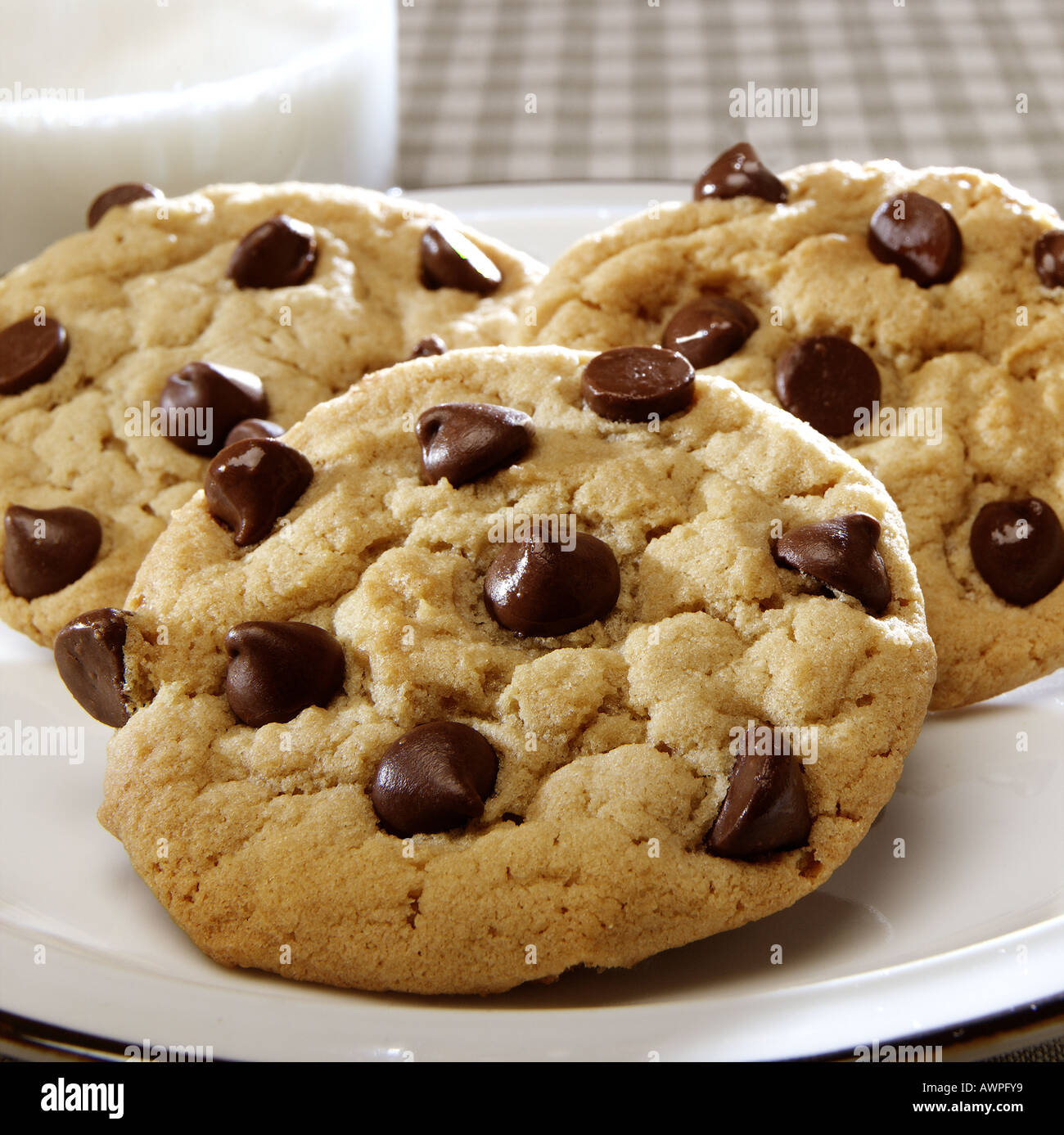 Chocolate Chip Cookies With Milk Stock Photo - Alamy
