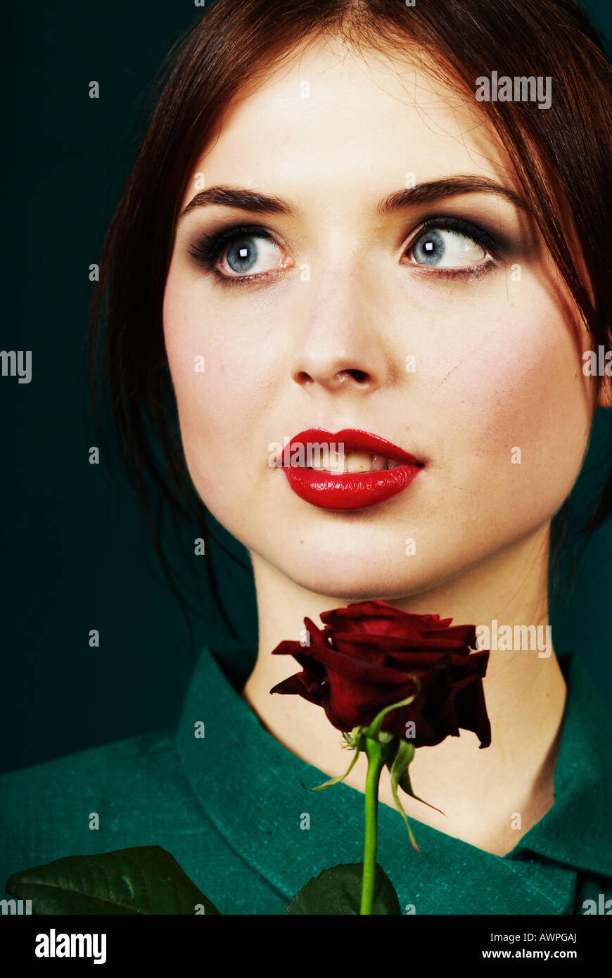 Young woman with rose Stock Photo - Alamy