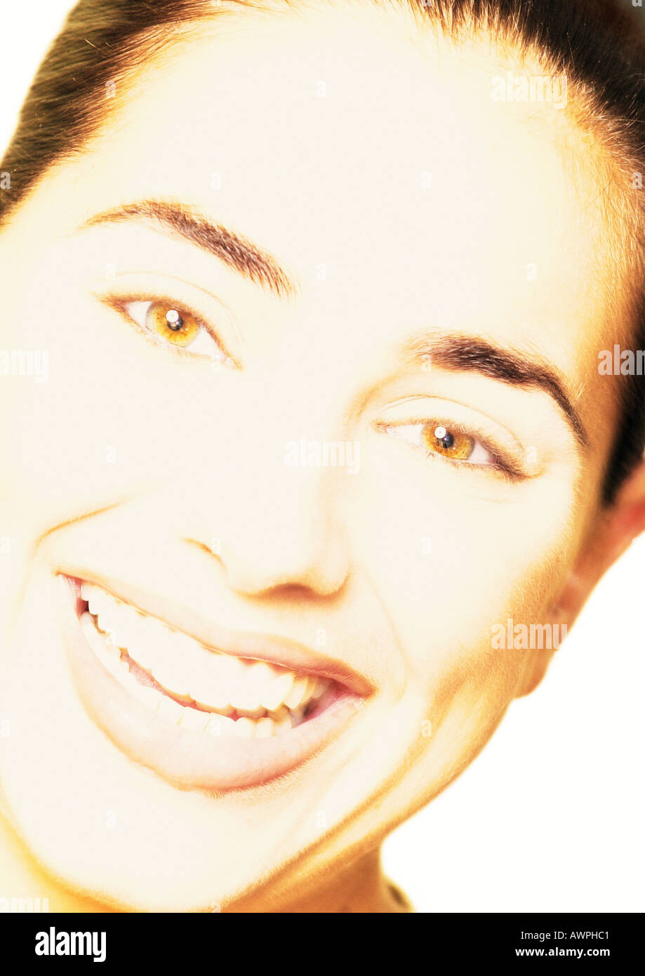 Woman smiling, close-up, portrait Stock Photo - Alamy