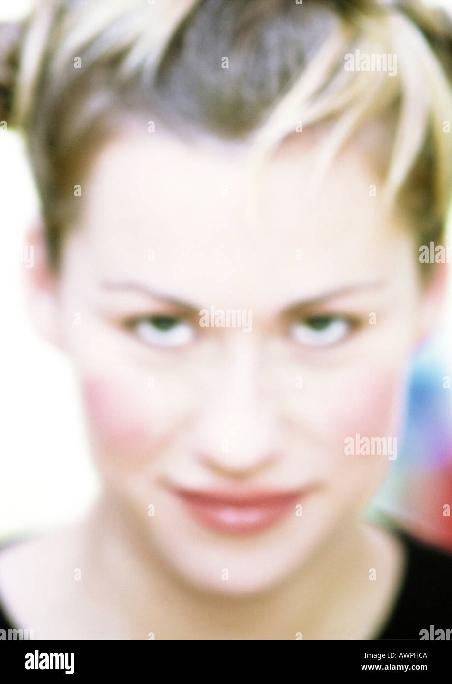 Woman's face, close-up, portrait, blurred Stock Photo - Alamy