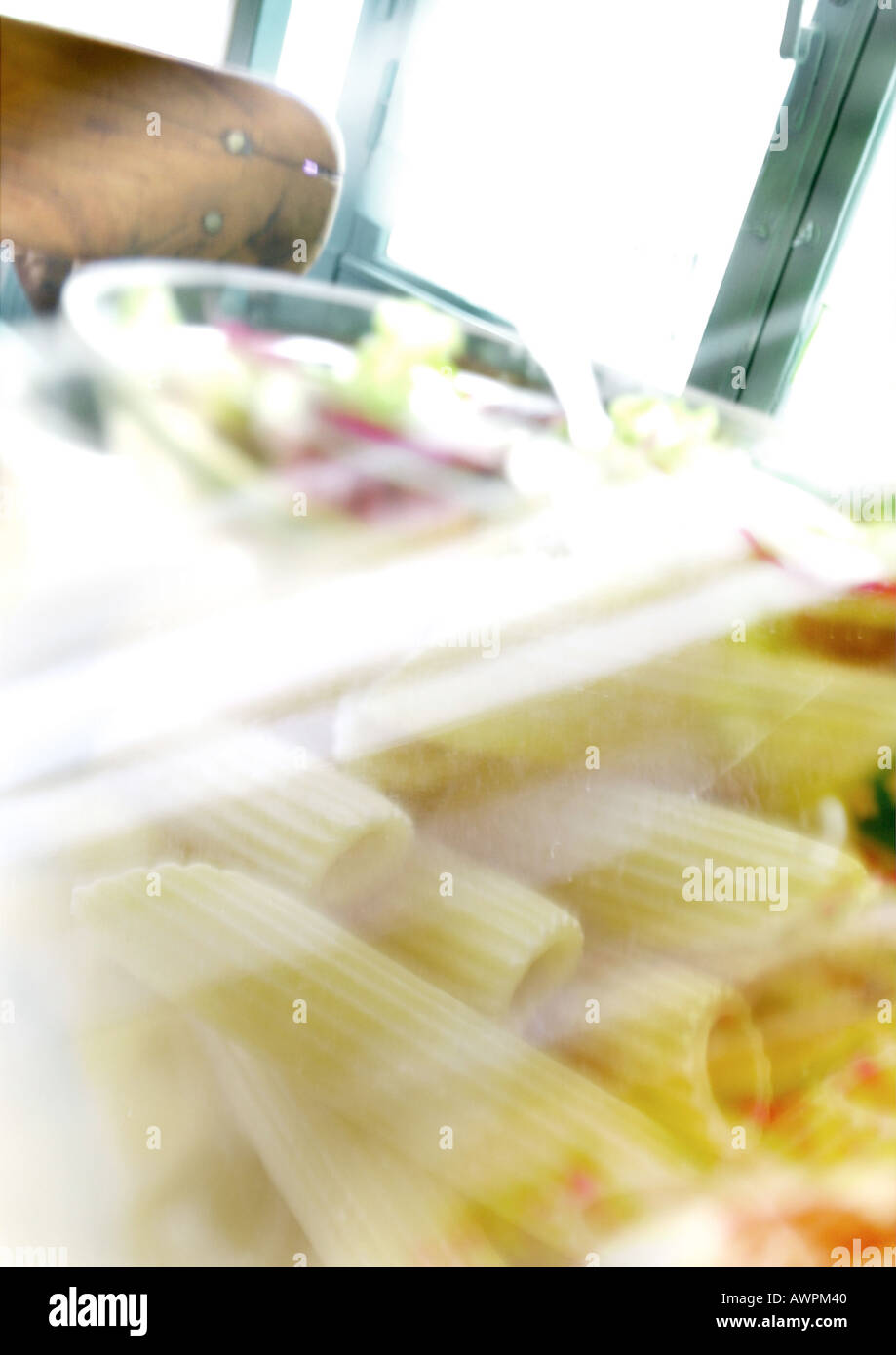 Pasta viewed through window, extreme close-up Stock Photo - Alamy