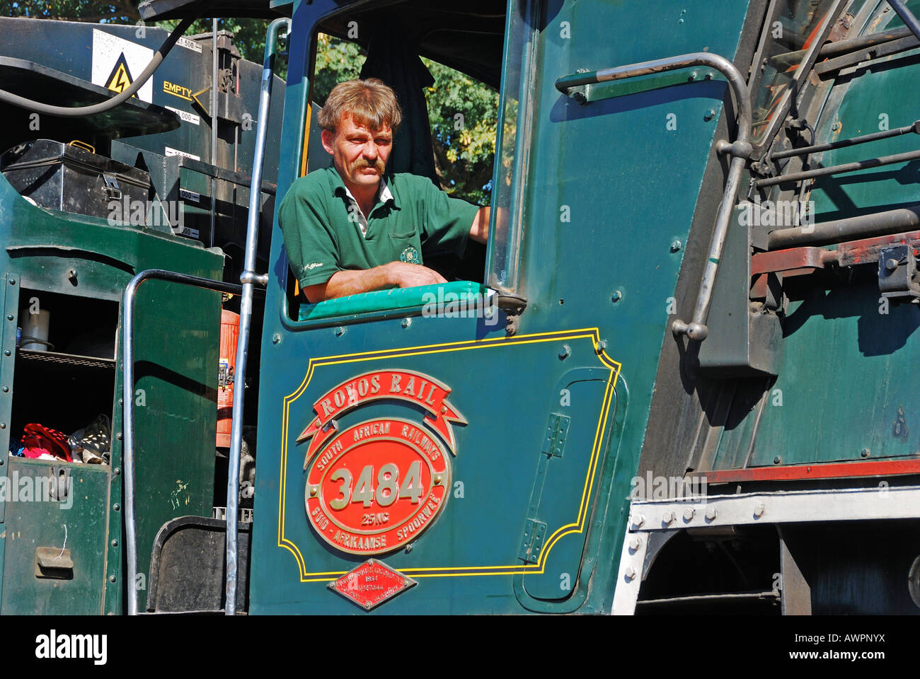 Historical steam engine, machine operator, Rovos Rail, the most ...