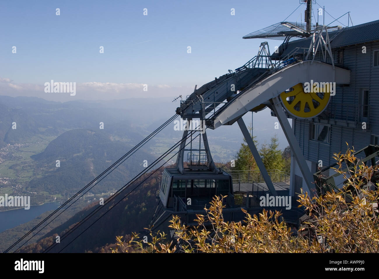 Stock Photo of the Nihalna Zicnica Cable Car mechanism above Lake ...