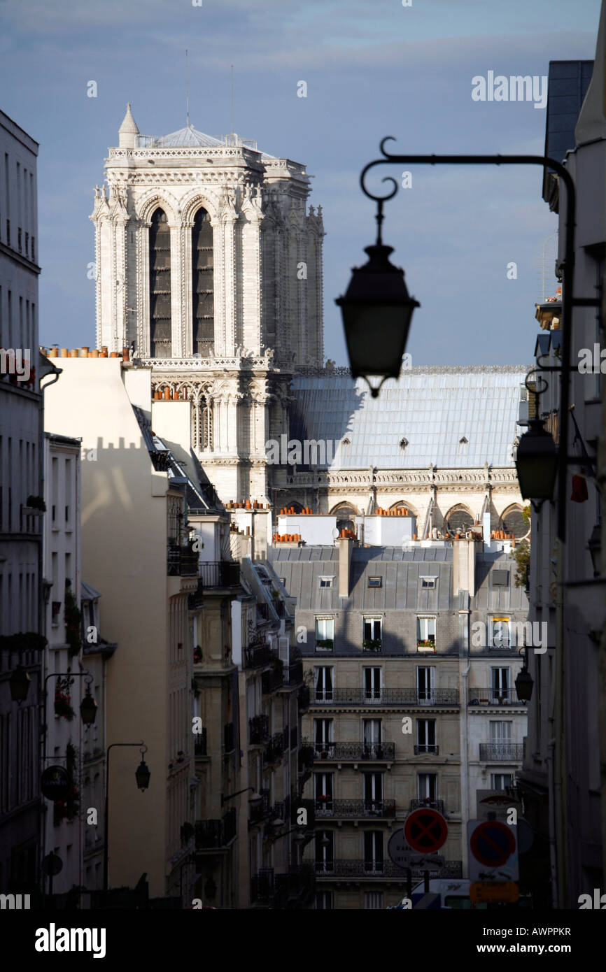 View of the Notre Dame from Rue des Carmes, Quartier Latin, Paris ...