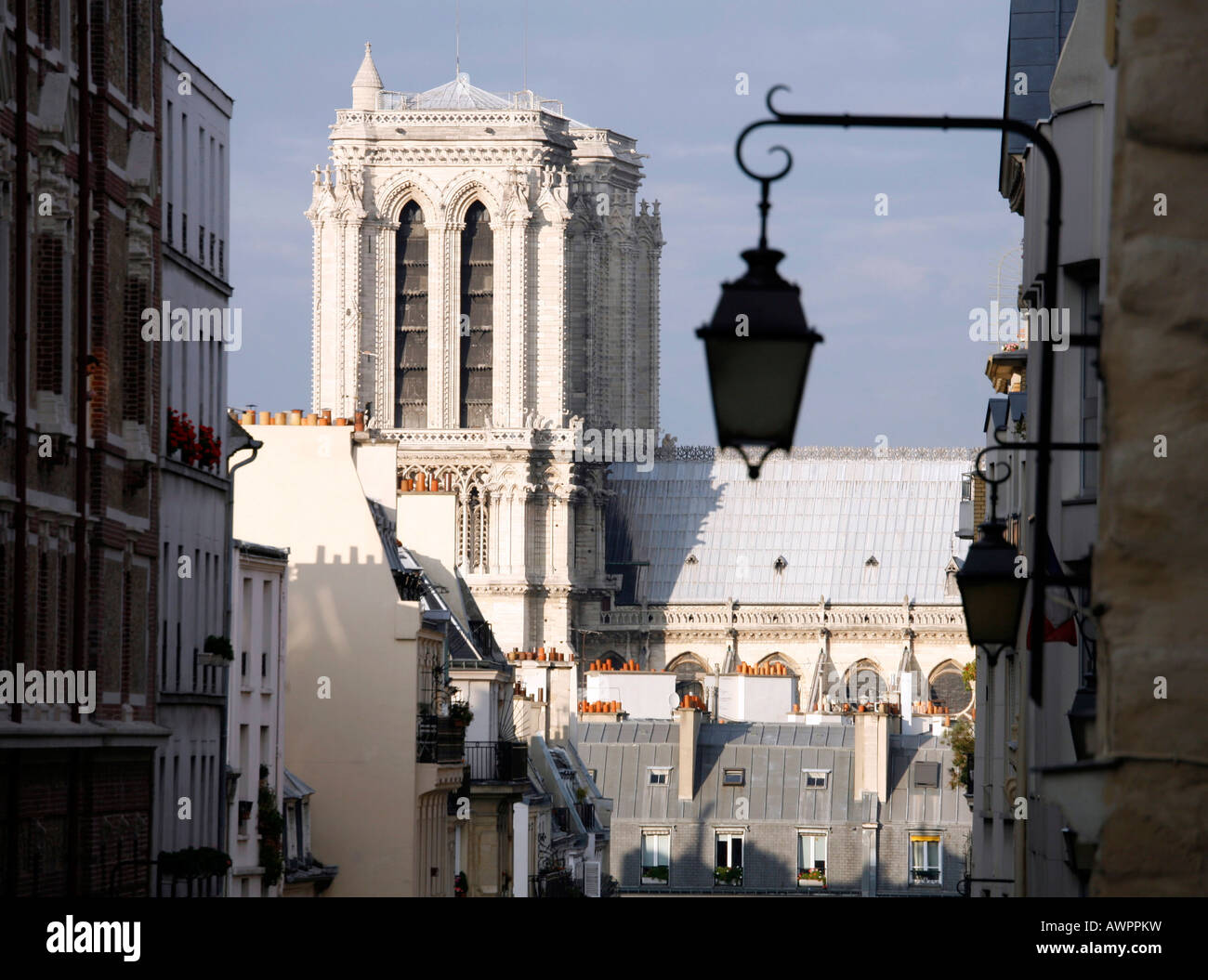 View of the Notre Dame from Rue des Carmes, Quartier Latin, Paris ...