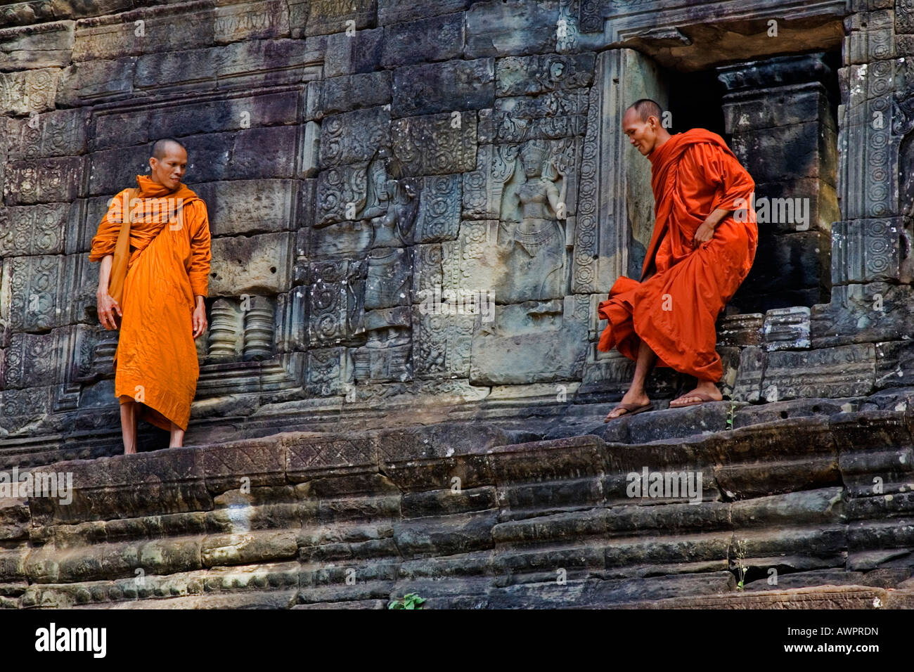 Two Monks, Angkor Wat, Cambodia, Asia Stock Photo - Alamy
