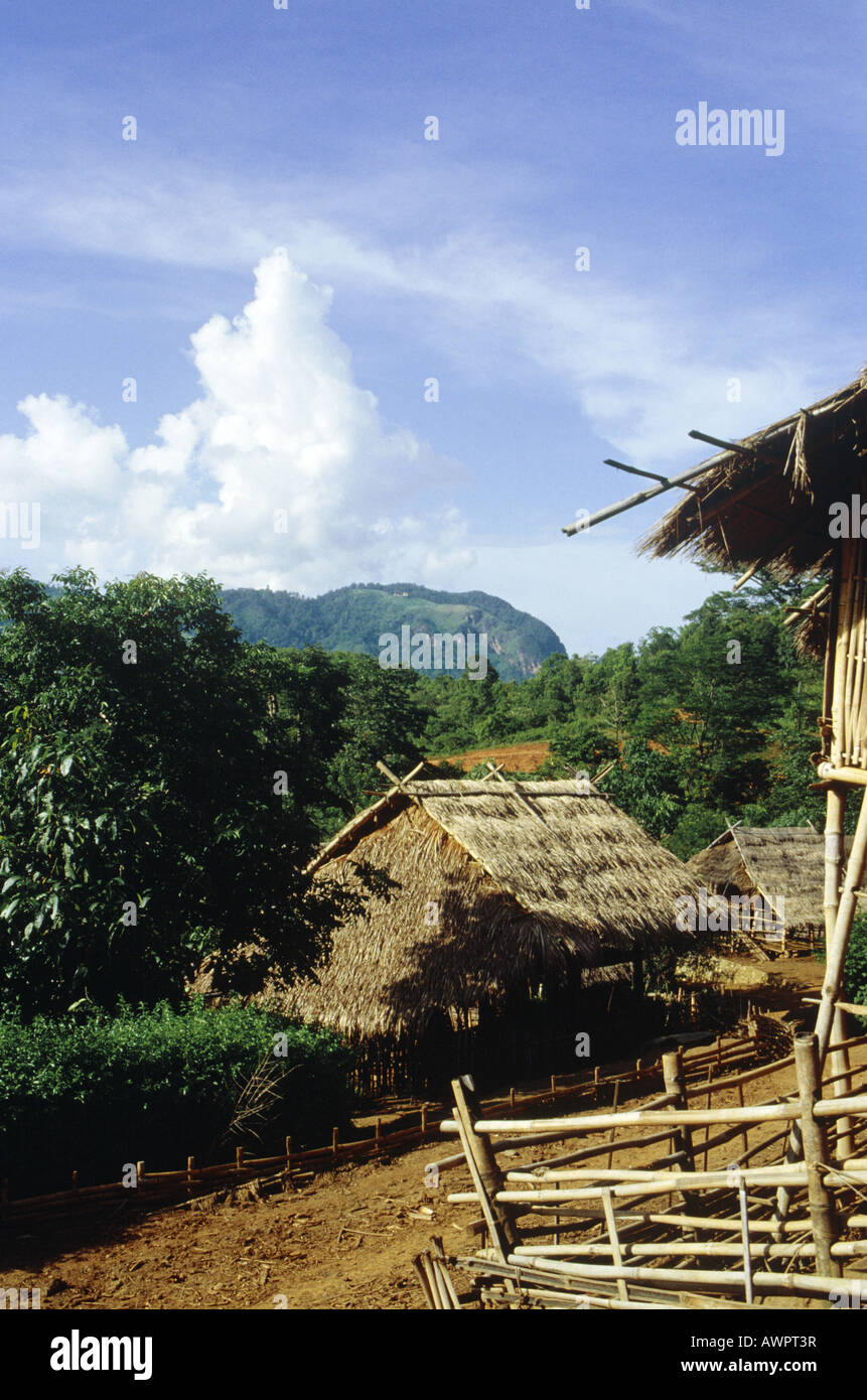 Northern border country Near Burma Myanmar Akha hill tribe village ...
