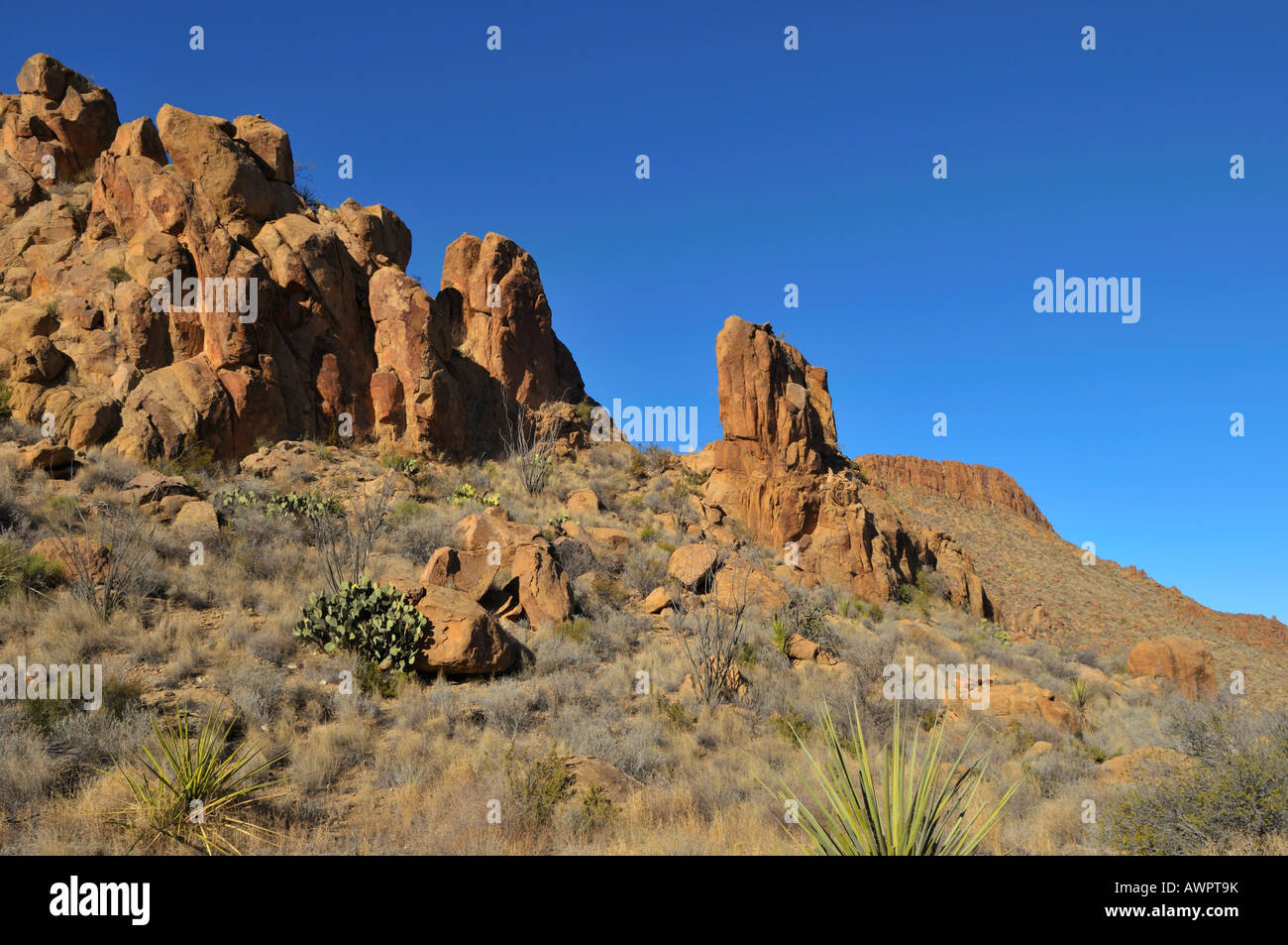 Weathered granite landscape along the grapevine trail. Big Bend ...