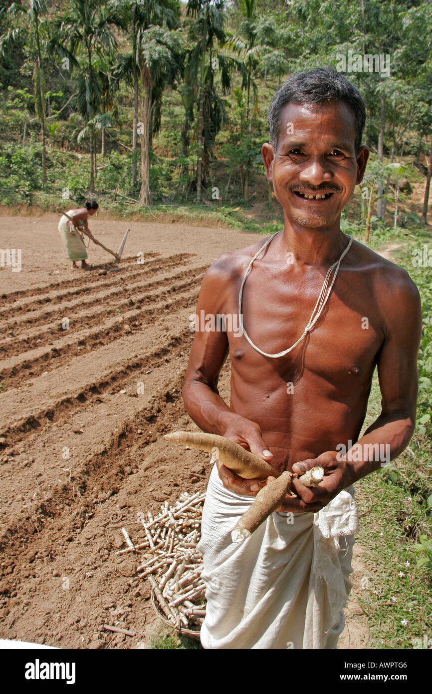 BANGLADESH Farmer of Koch tribal minority preparing a field for ...