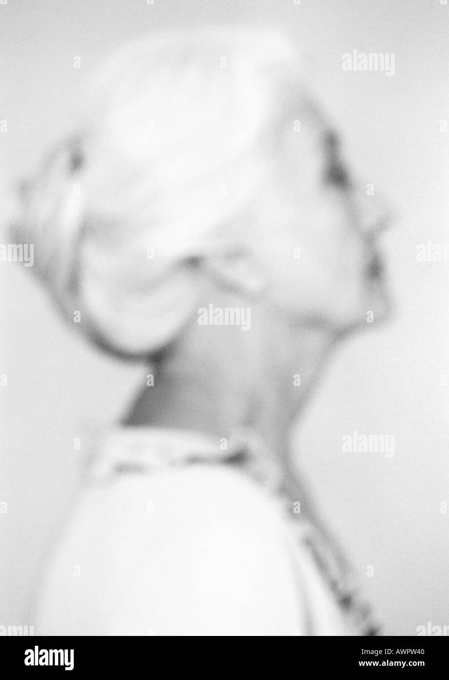 Mature woman, side view, close-up, portrait, b&w Stock Photo - Alamy