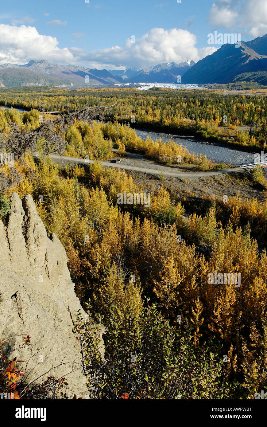 Matanuska River and Glacier, Chugach Mountains, Alaska, USA Stock Photo ...