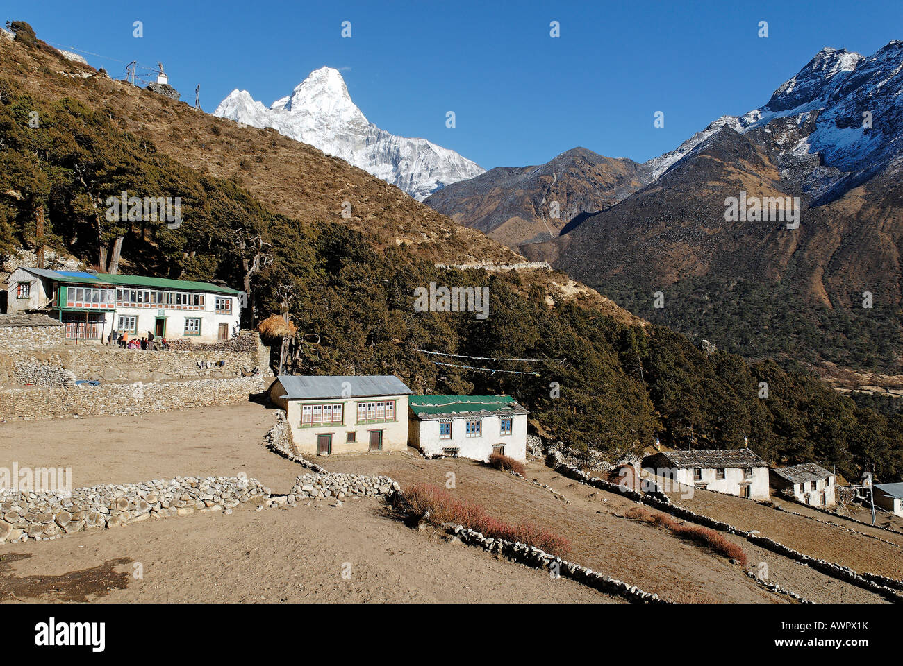 Sherpa village Pangboche with Ama Dablam (6856), Sagarmatha National ...