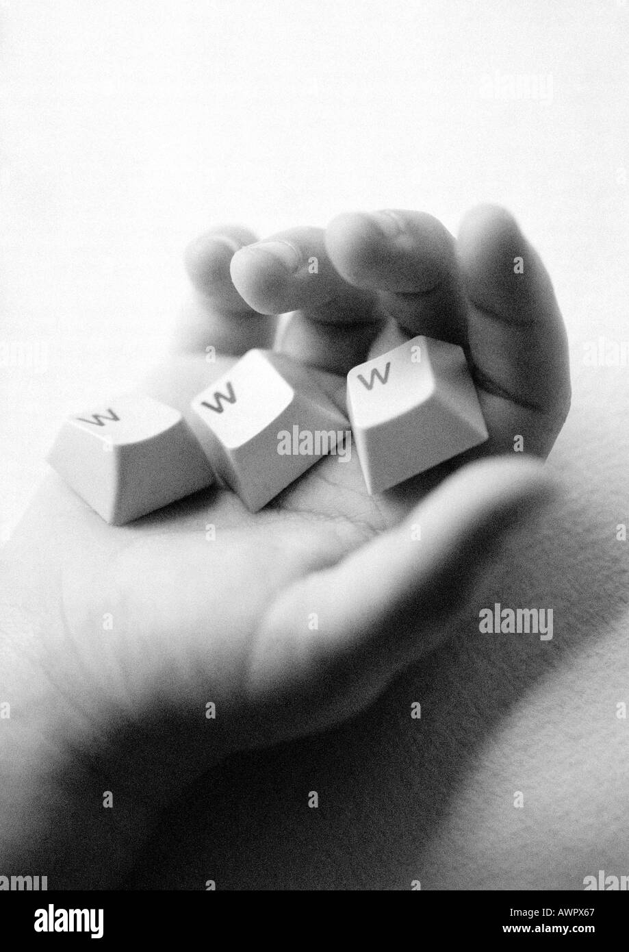 Hand holding WWW computer keys Stock Photo - Alamy