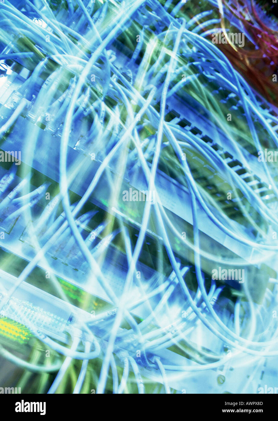Computer wiring, blurred, close-up Stock Photo - Alamy