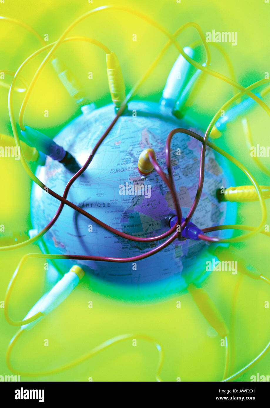 Network cable connected blue globe hi-res stock photography and images ...