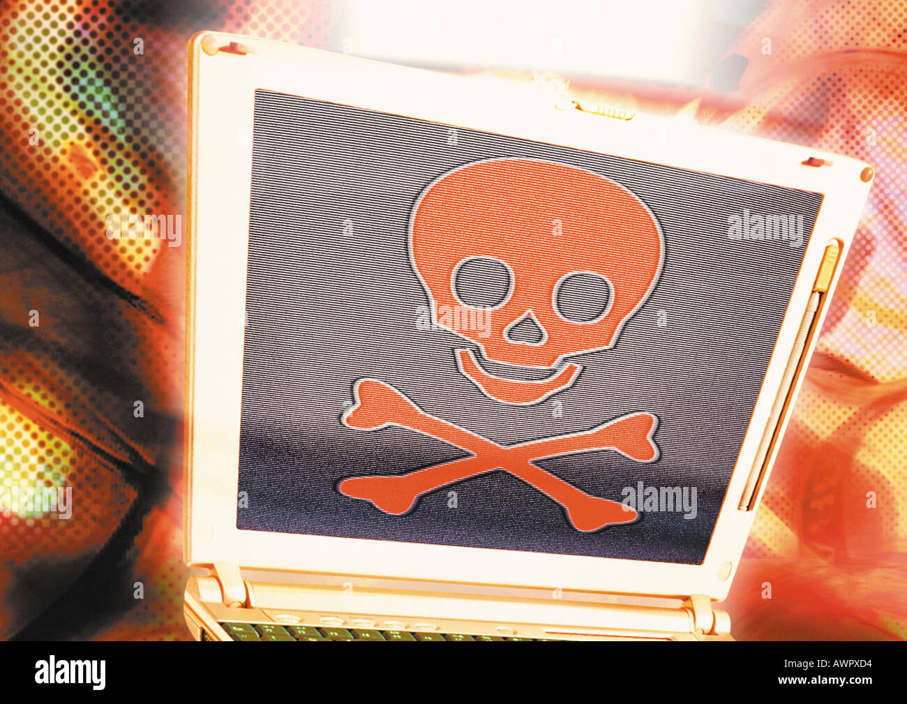 Laptop with skull and crossbones, digital composite Stock Photo - Alamy