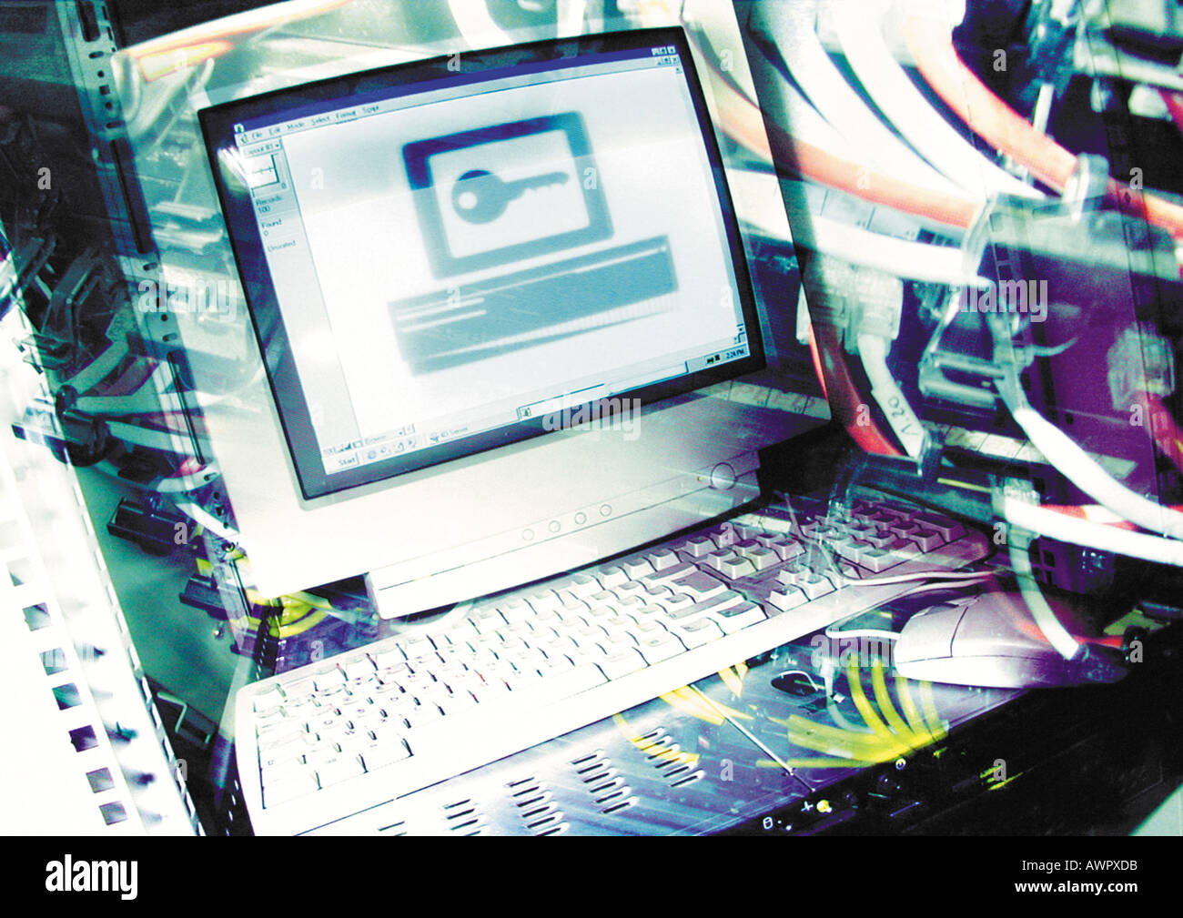 Computer with key on screen, digital composite Stock Photo - Alamy