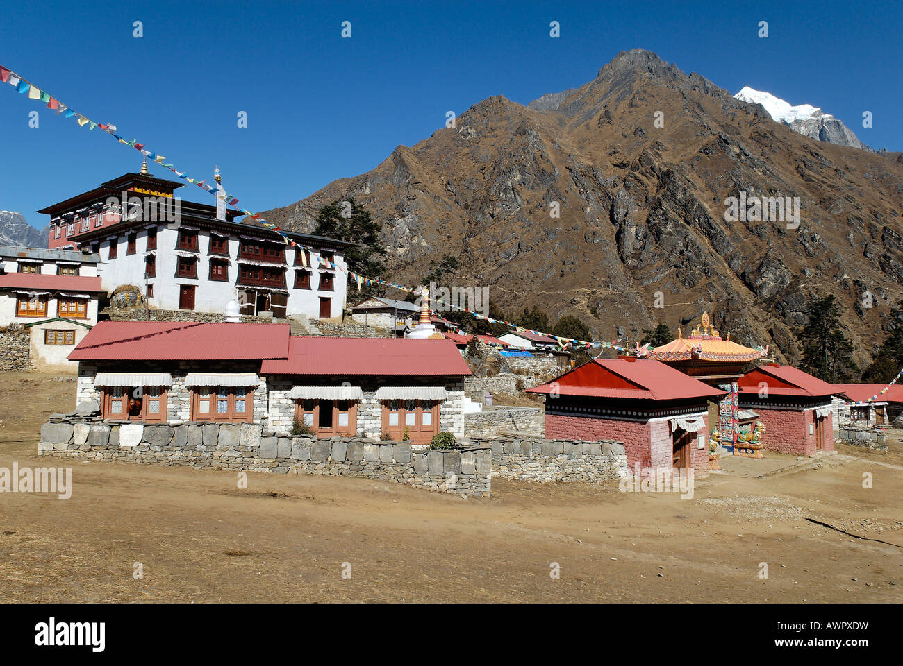 Tengpoche monastery with Taboche (6367), Sagarmatha National Park ...