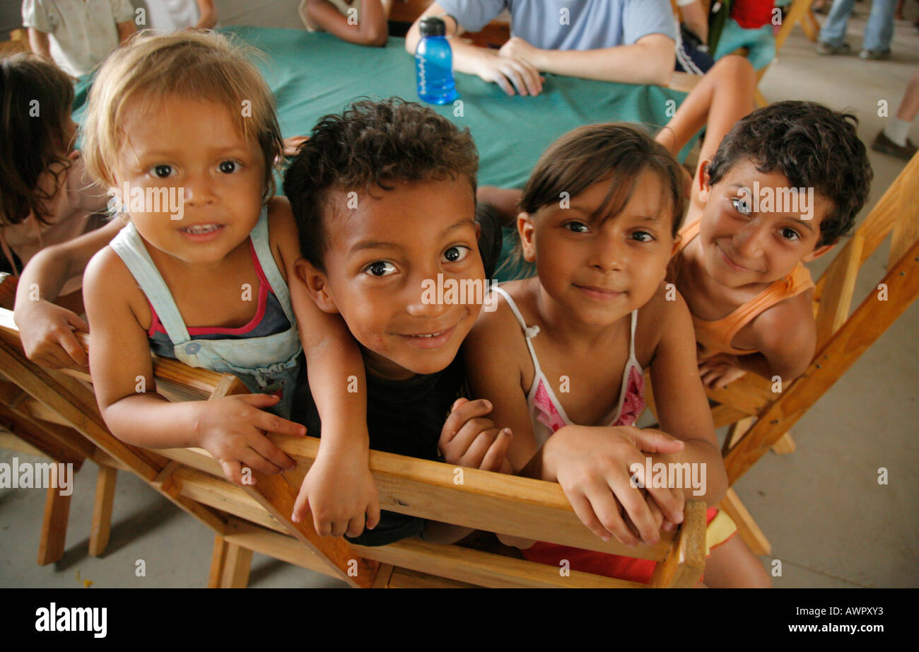 HONDURAS Children at a free feeding program The slum barrio of ...